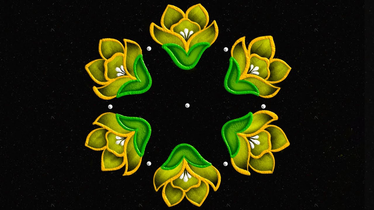 Beautiful 5-3 dots daily flower rangoli🪷| Easy & Simple dots kolam ...