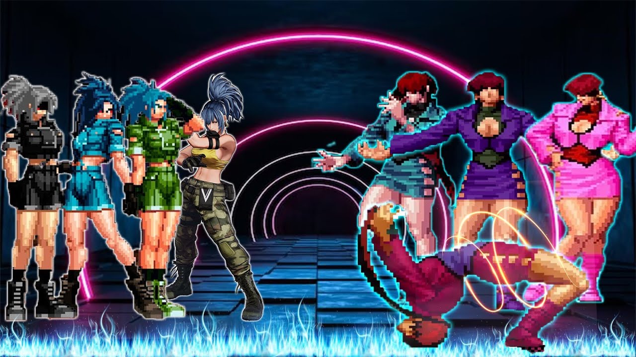 [Mugen KOF] Leona Heidern Team vs Shermie Team - YouTube