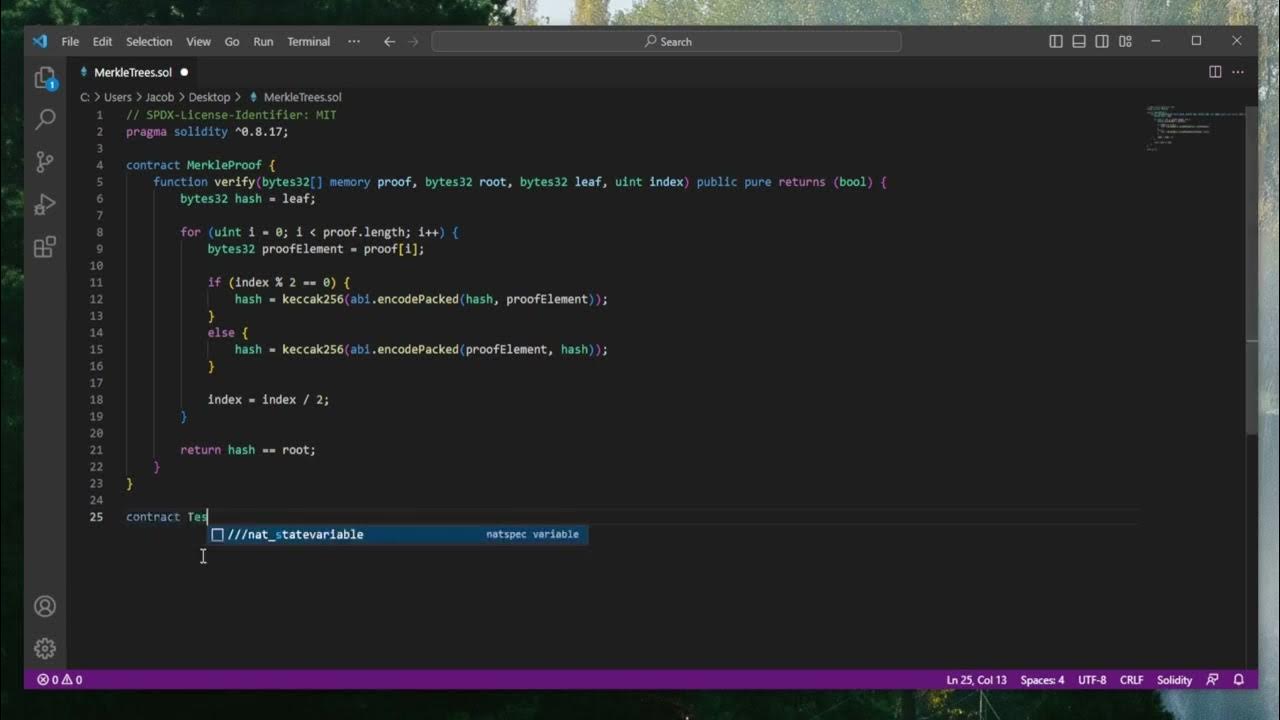Using Merkle Trees in Solidity! Smart Contract Tutorial (WEB3) - YouTube