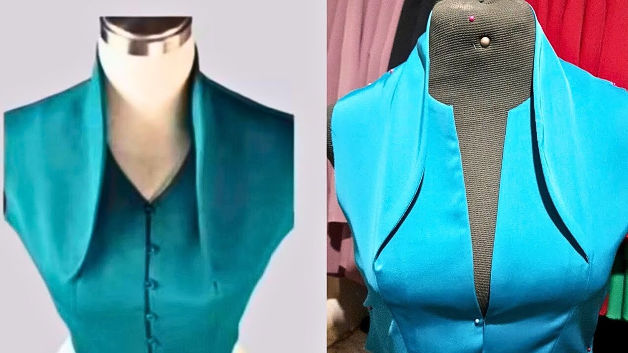 special collar design on V neck/sewing techniques and tricks/by ...