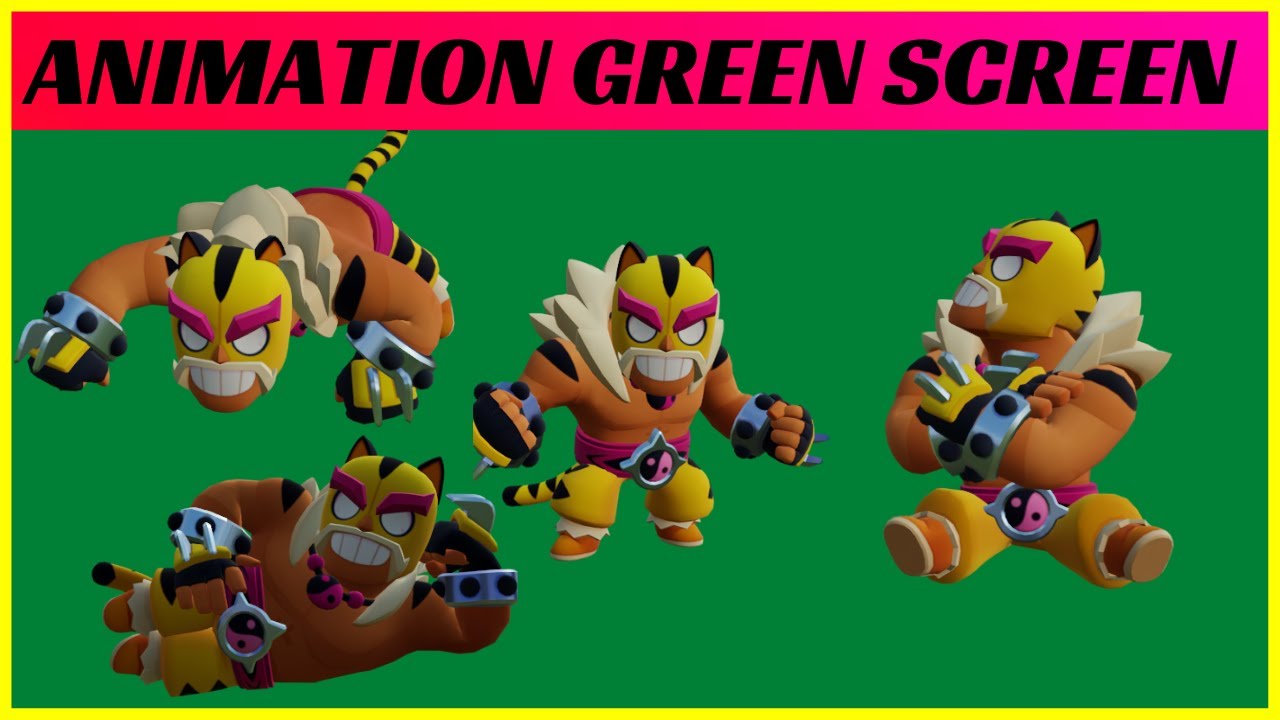 BRAWL STARS ANIMATION GREEN SCREEN EL PRIMO ( EL TIGRE ) VARIOUS MOVES ...