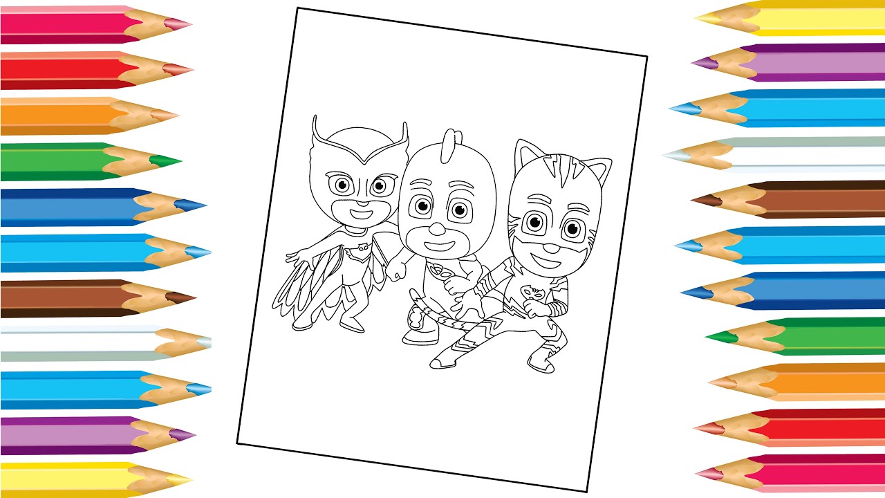 PJ Masks Coloring Pages | How to color Owlette, Catboy and Gekko - YouTube
