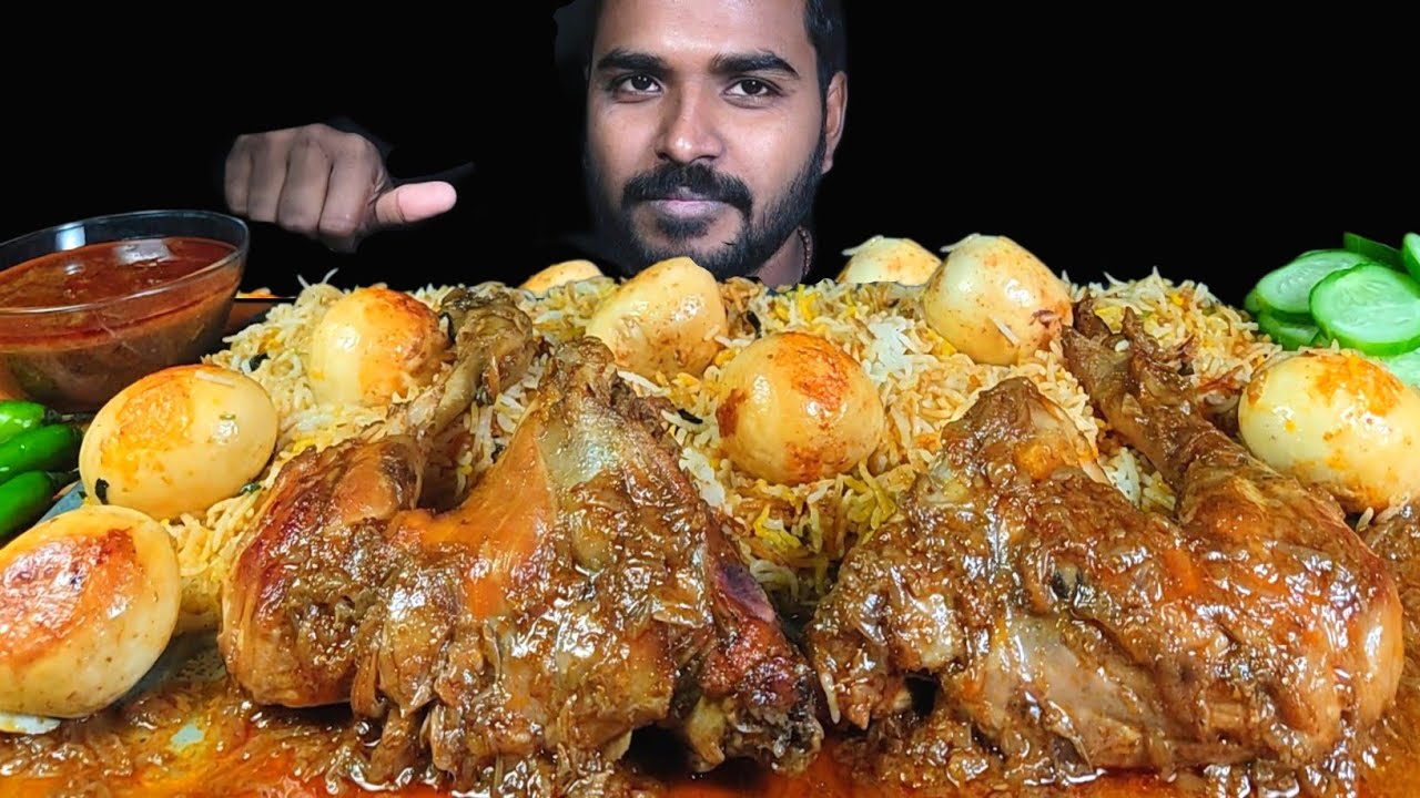 SPICY CHICKEN CURRY WITH EGG BIRYANI ASMR, INDIAN FOOD MUKBANG CHICKEN ...