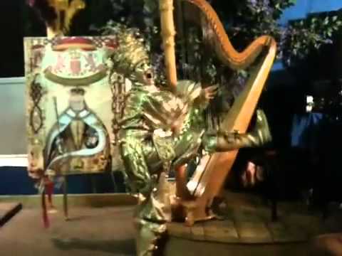 Penny England as a Gold Jester playing with a Harp - YouTube