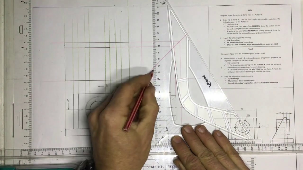 Mechanical drawing sectional top view - YouTube