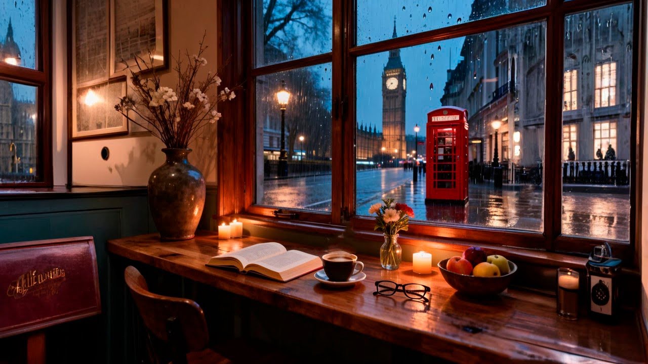 Rainy London Café Ambience | Cozy Study & Sleep Sounds - YouTube