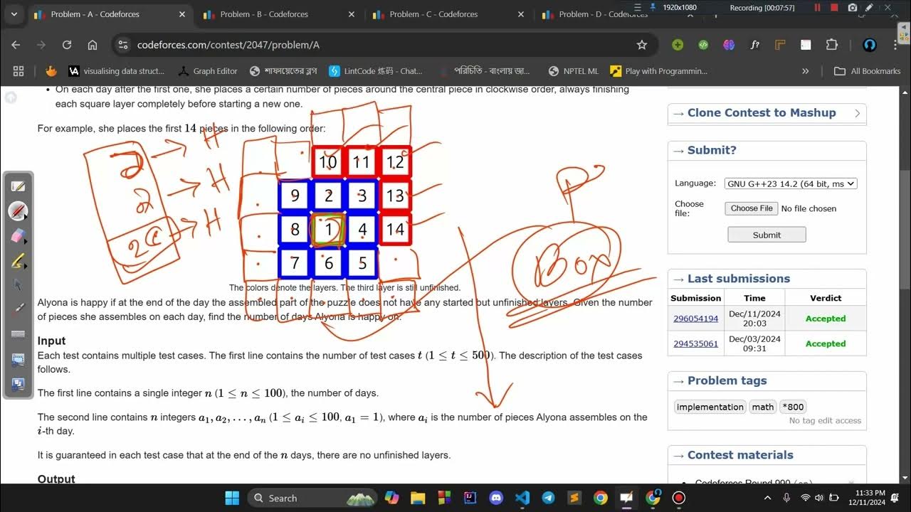 A - Alyona and a Square Jigsaw Puzzle || Codeforces Round 990 (Div. 2) - YouTube