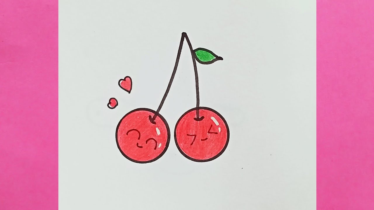 How to Draw a CHERRY 🍒 || Easy Step by Step Drawing for kids - YouTube