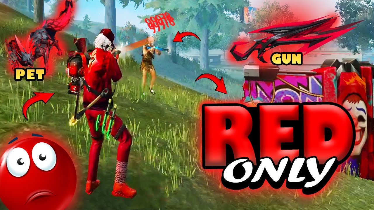 ONLY RED COLOUR ♥️ CHALLENGE IN SOLO VS SQUAD OP GAMEPLAY @Nrzzzzzzzz ...