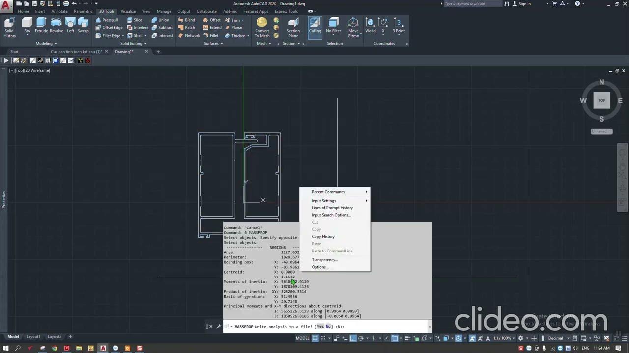 Massprop tiết diện bất kì trong Autocad - YouTube