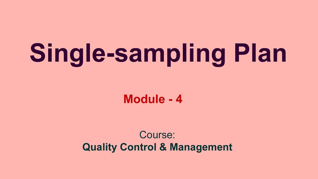 Single-sampling Plan - YouTube