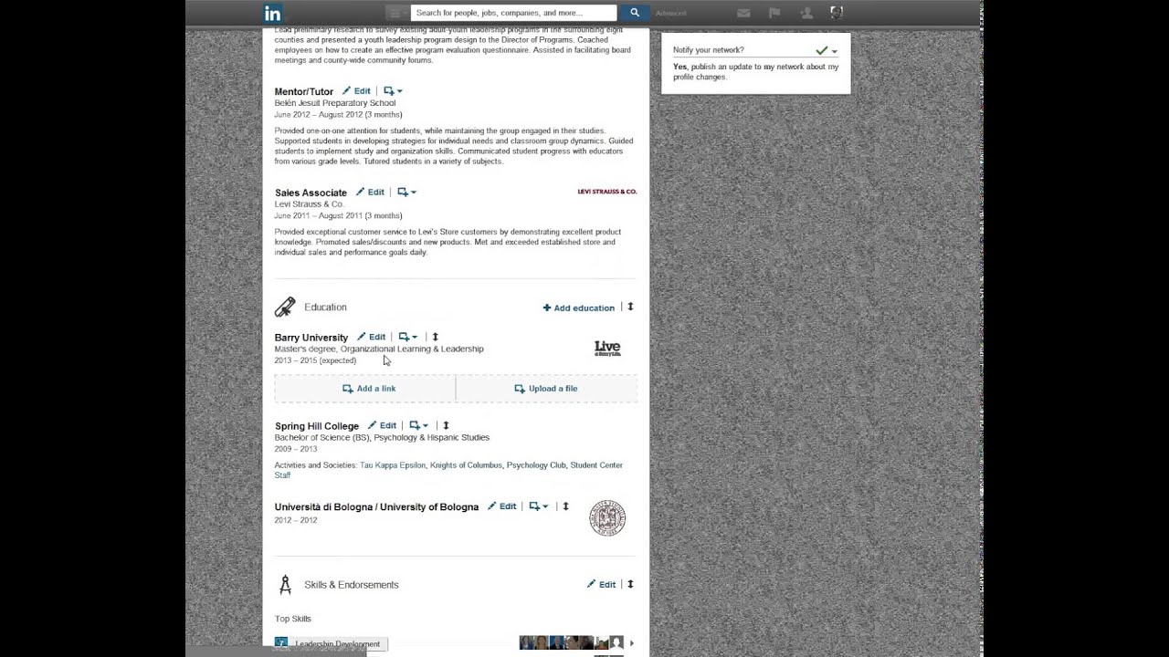 LinkedIn: Experience & Education Sections - YouTube