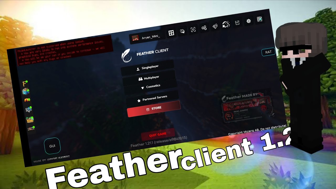 Finally I downloaded the real feather client for pojavlauncher 1.21👀🔥 ...