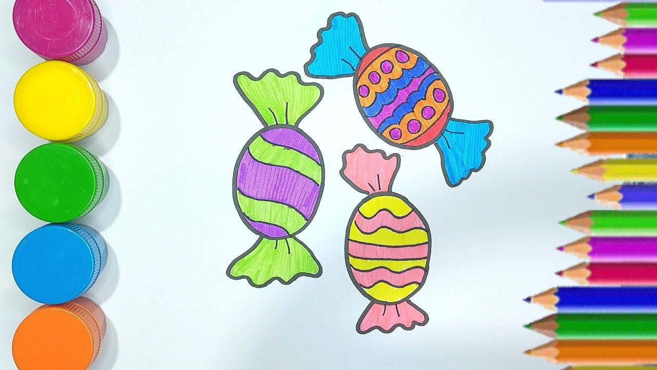 Easy Drawing and Coloring Candy| Cara Mudah Menggambar, Melukis, dan ...