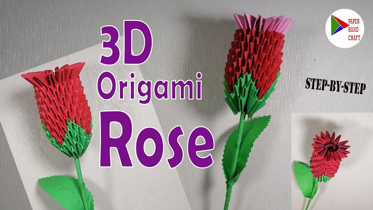 Easy making a 3D Origami Rose - Step by step - YouTube