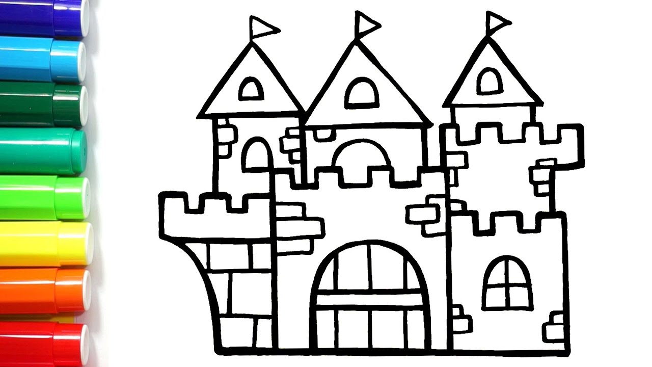 How to draw a palace for children/Cómo dibujar un Palacio para niños ...