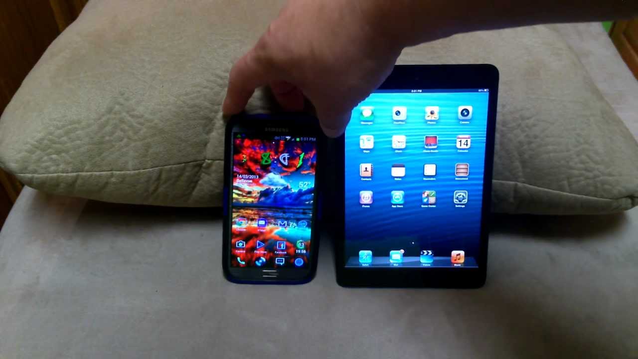 Samsung Galaxy Note 2 vs Ipad Mini - YouTube