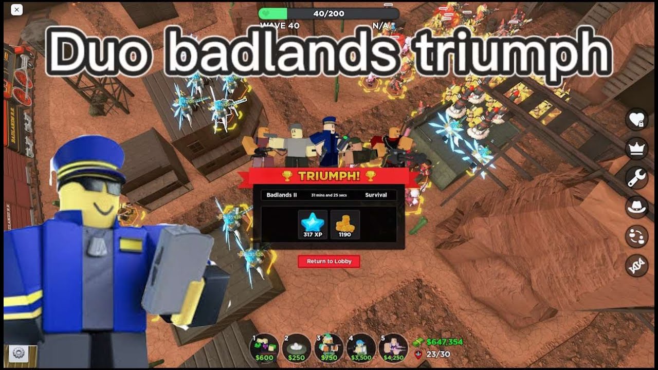 Duo badlands 2 triumph || Tower defense simulator || - YouTube