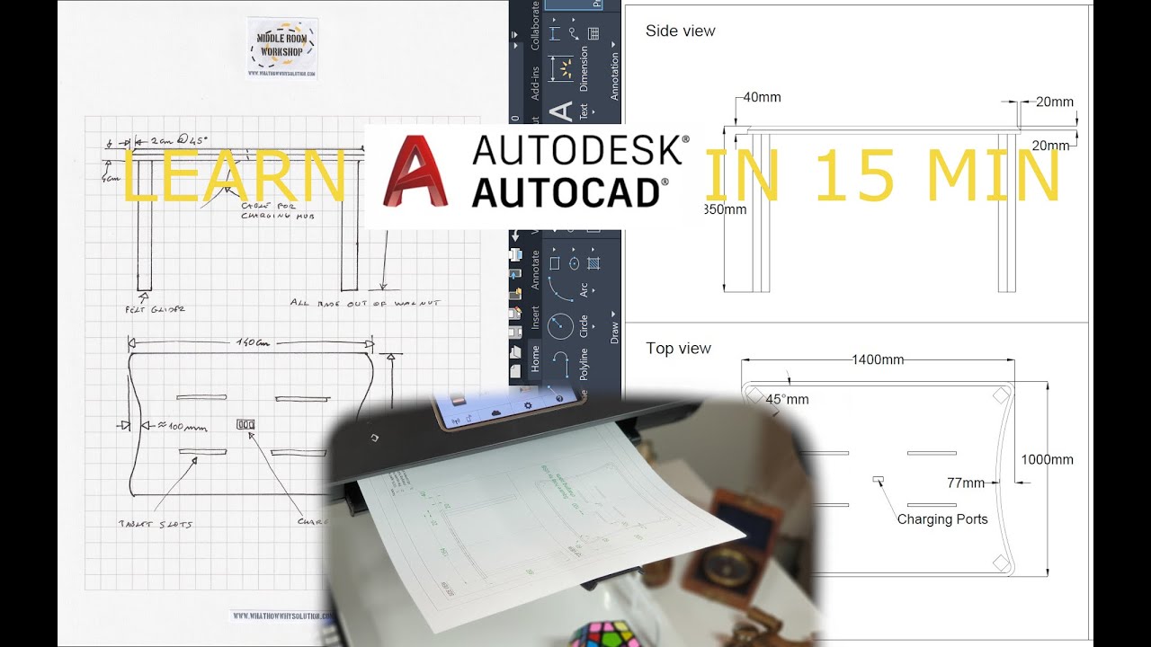 Autocad in 15 Minutes - From hand sketch to .pdf drawing - YouTube