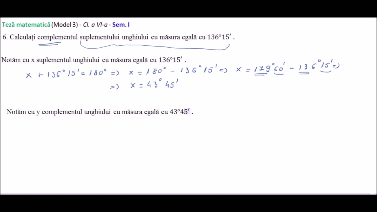 Clasa a VI-a - Teza mate - Sem I - model 3 - ex. 6 - YouTube