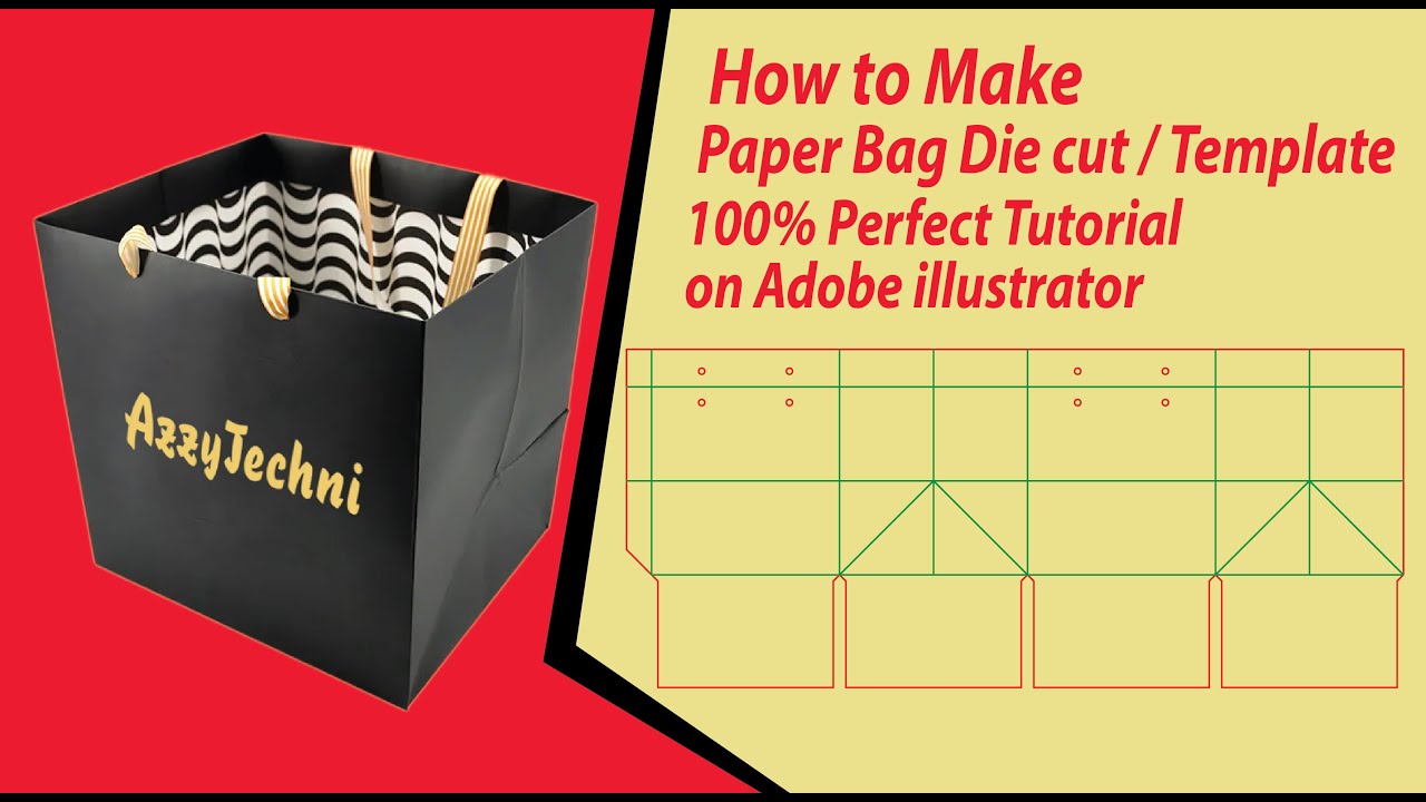 How to make Square shape shopping bag die cut / Template Tutorial on ...