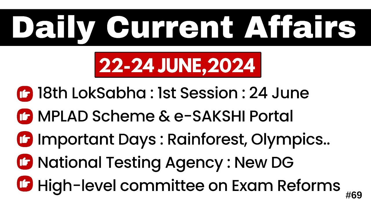 22-24 June 2024 Current Affairs | Daily Current Affairs | Static GK | Current News | Sahchar ...