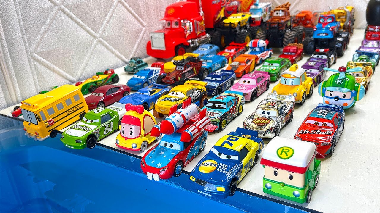 Disney Pixar Cars | Various Cars miniature cars roll down a colorful ...