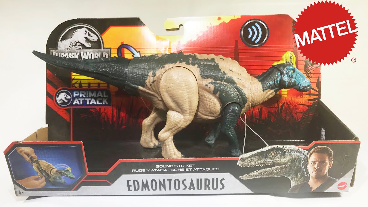 NEW Mattel Jurassic World Primal Attack Sound Strike Edmontosaurus ...