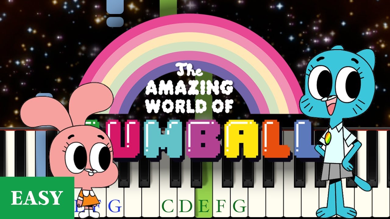 The Amazing World of Gumball Opening Theme – Slow Easy Level 1 Piano ...
