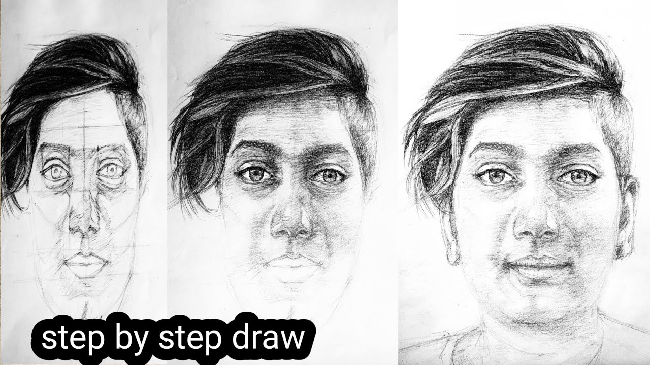 Front face drawing study step by step - YouTube