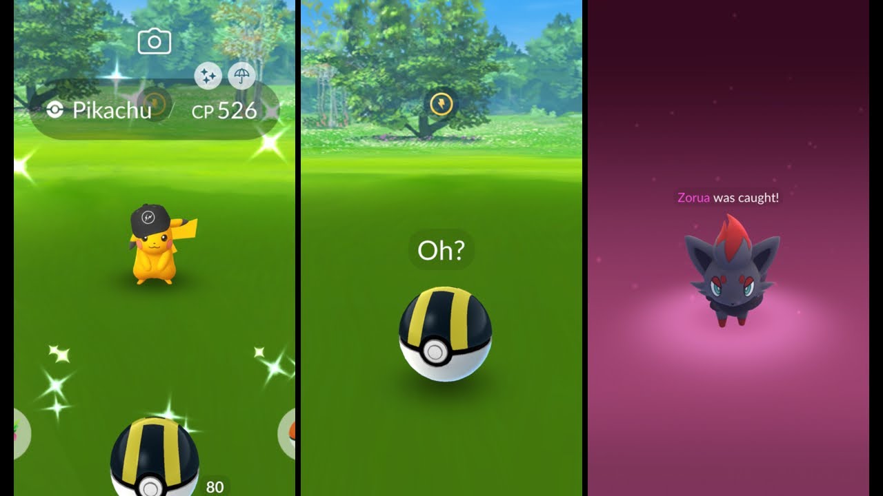 Pokémon GO Zorua disguised as Shiny Pikachu - YouTube