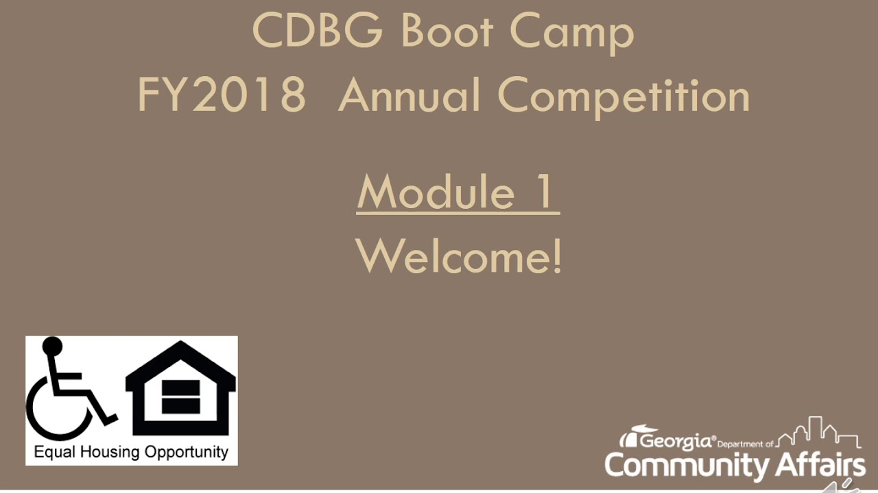 CDBG Boot Camp Module 1 - YouTube