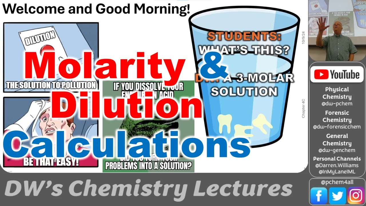 1411 L17 Introduction to Molarity and Dilution Calculations 2024 - YouTube
