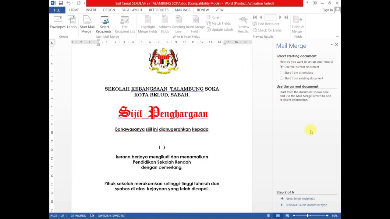 Cara Mudah Guna Mail Merge Pada Word dan Kingsoft Office ( WPS ) - YouTube