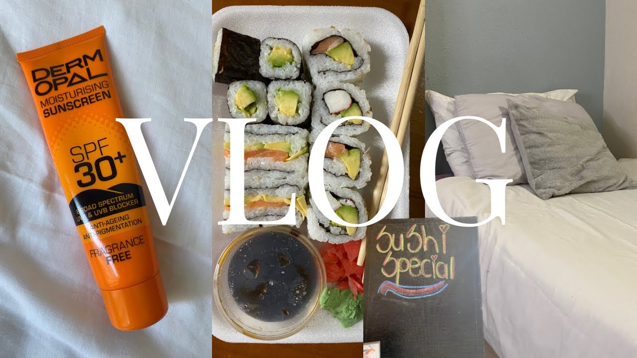 DAILY VLOG: derm opal sunscreen review + I tried sushi for the first ...