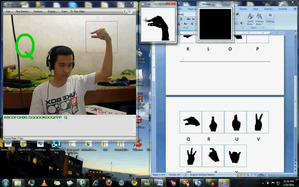 ASL Finger spelling recognition using C# OpenCV wrapper - YouTube