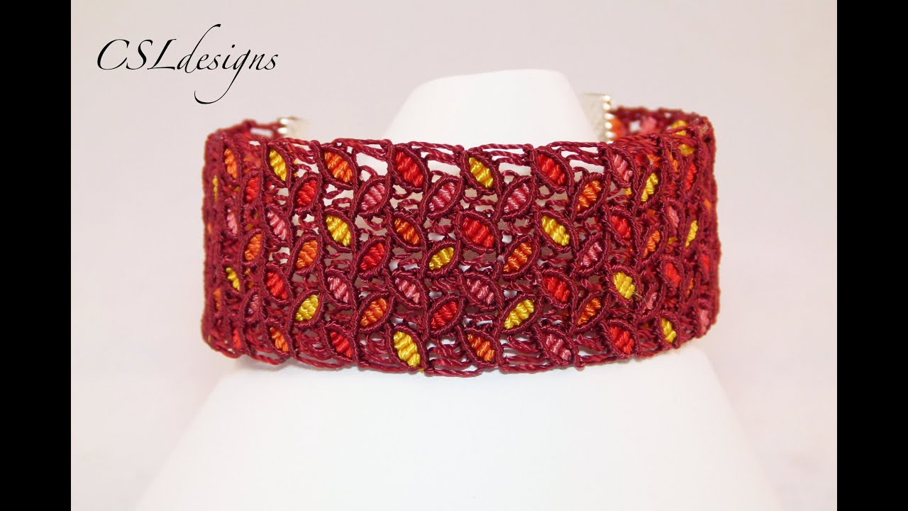 Micro macrame coloured leaves technique - YouTube