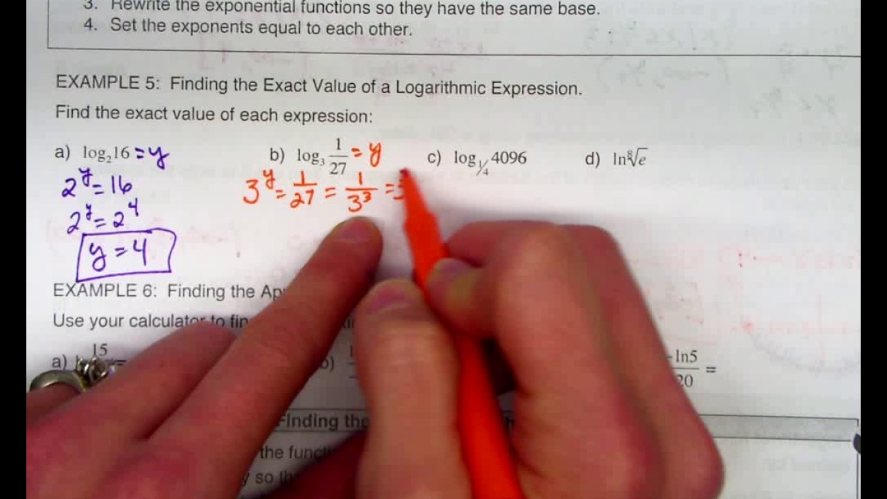 6.4 Exact Value Log Expressions Example 5 - YouTube