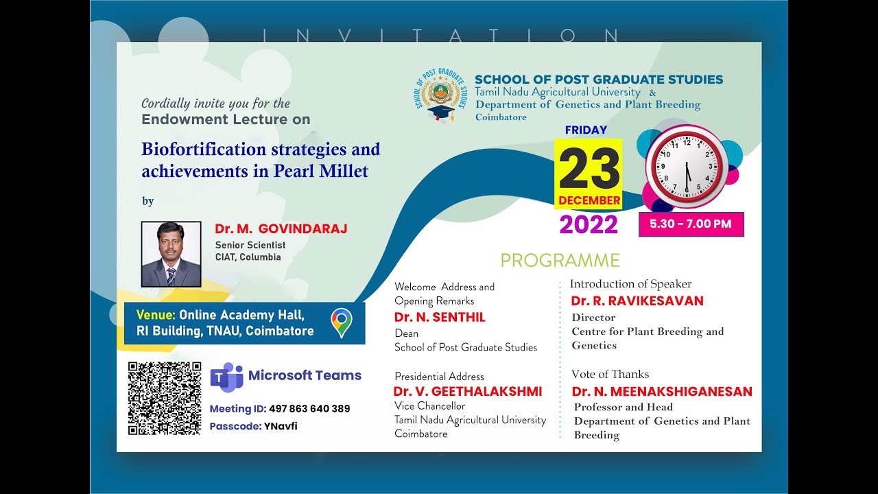 Endowment Lecture Series – Genetics and Plant Breeding - Dean SPGS ...