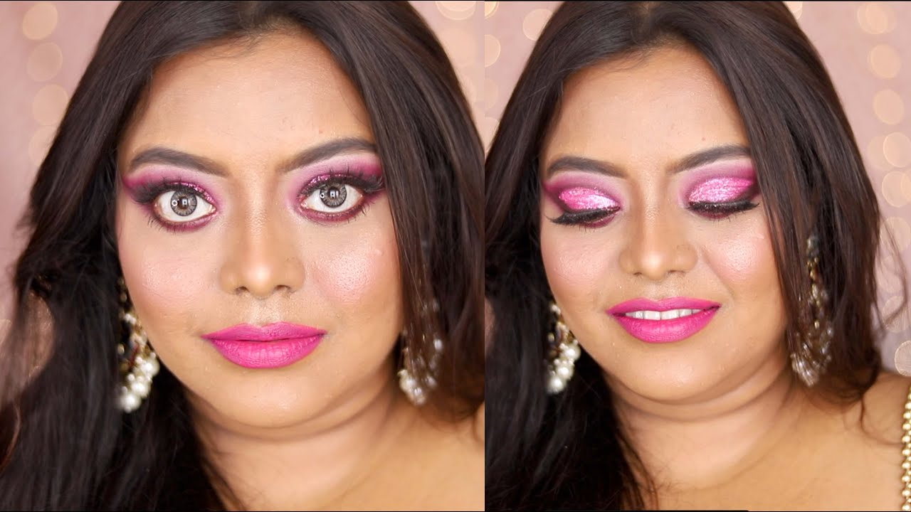Beautiful Pink Glittery Makeup Tutorial - YouTube