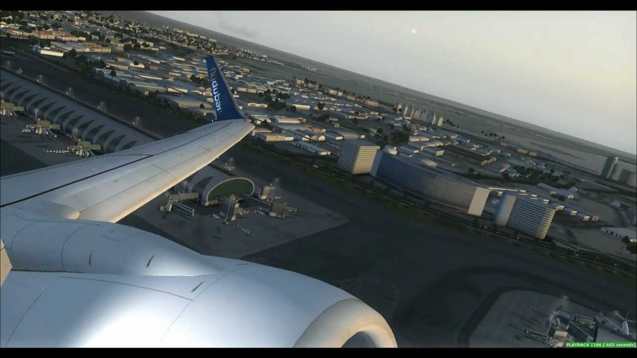 FSX PMDG 737-800 NGX Fly Dubai Take off from Dubai International ...