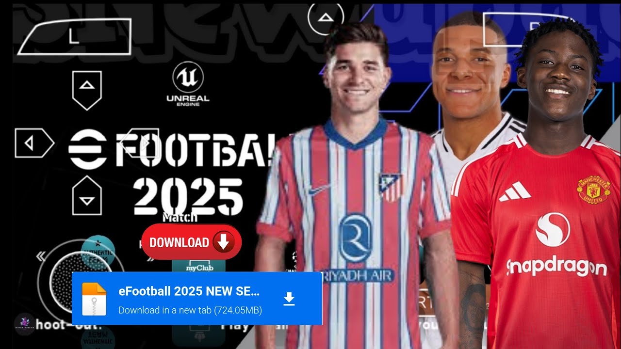 EFOOTBALL PES 2025 PPSSPP Full Update Transfers & Kits 2024/25 Real ...