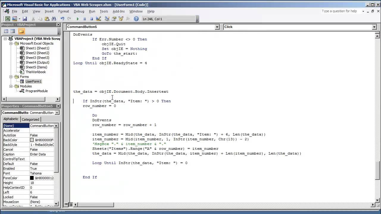 Web Scraper VBA Application1.28-Outputting Parsed Data to a Worksheet Column - YouTube