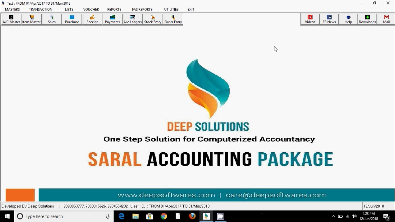 COMPANY CREATION IN SARAL ACCOUNTING PACKAGE | GST SOFTWARE | DEEP ...