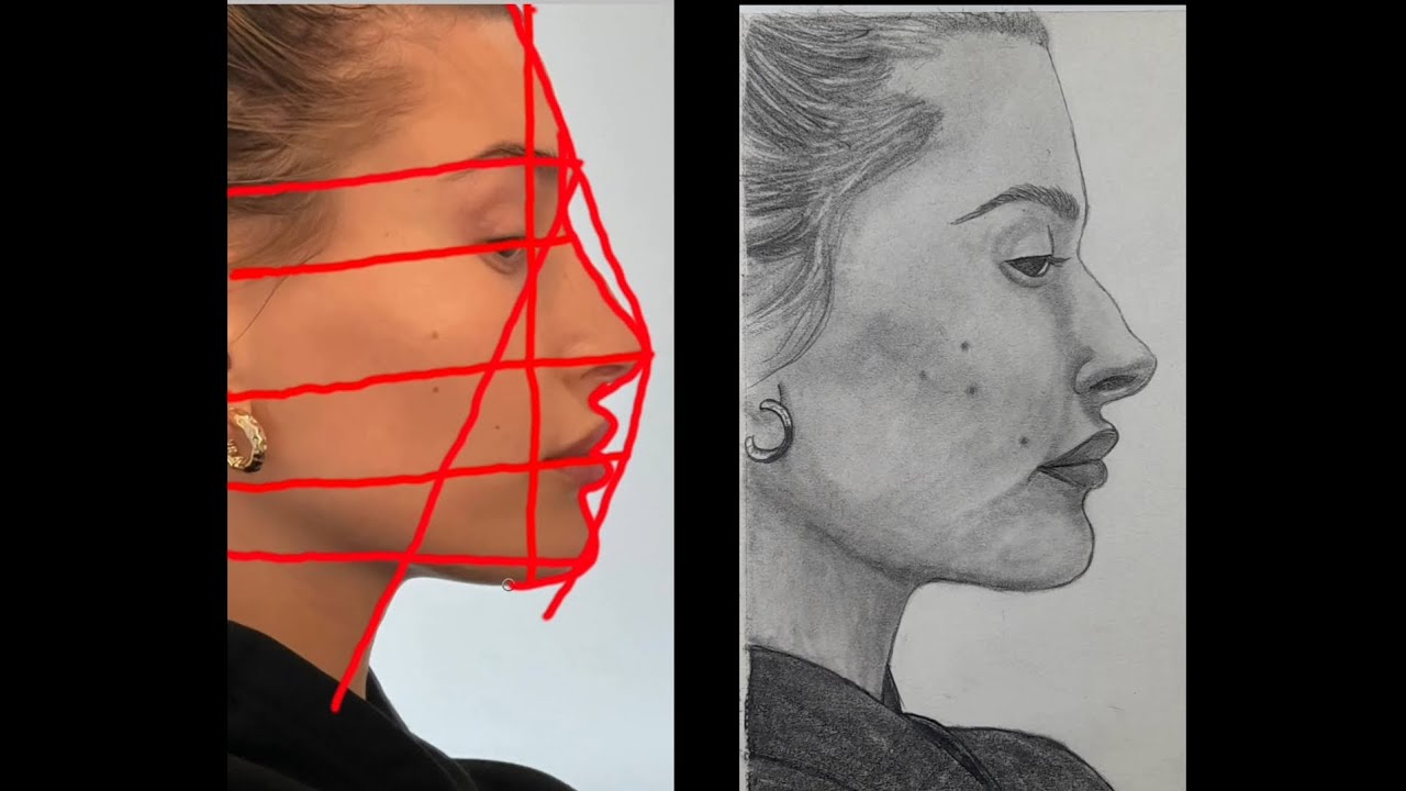 How To Draw Hailey Rhode, Beautiful Girl Side View Drawing, Easy ...