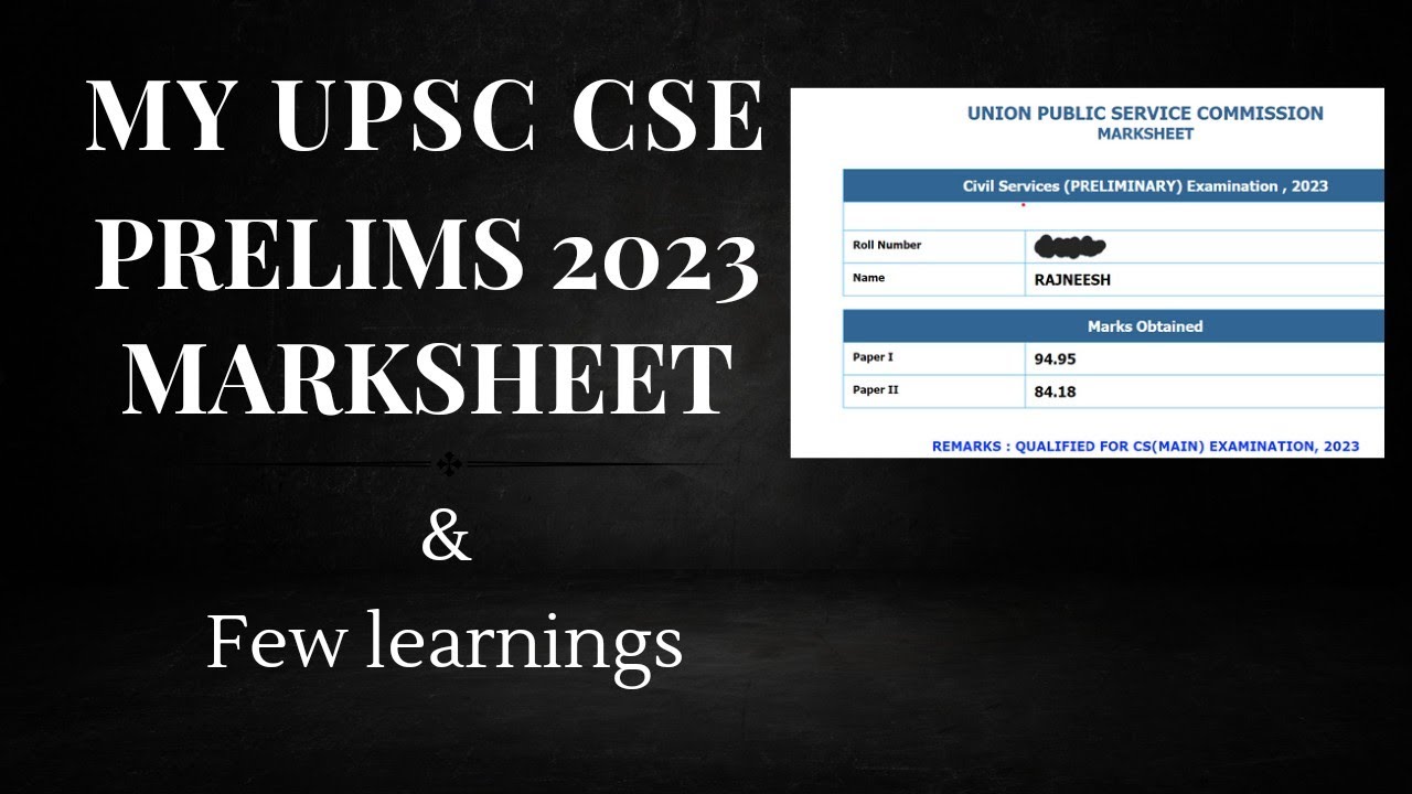 My UPSC CSE Prelims 2023 marksheet and how I score *20 MARKS* more than ...