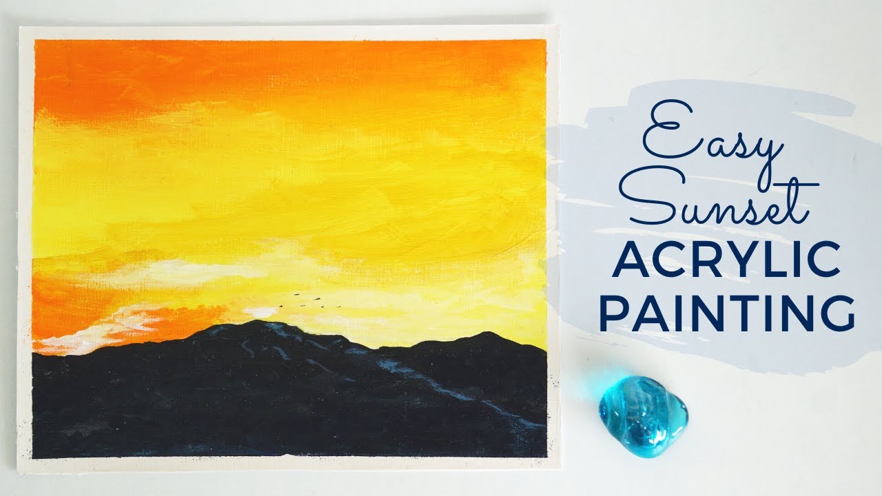 Acrylic sunset painting for beginner || Learn to draw in acrylic - YouTube