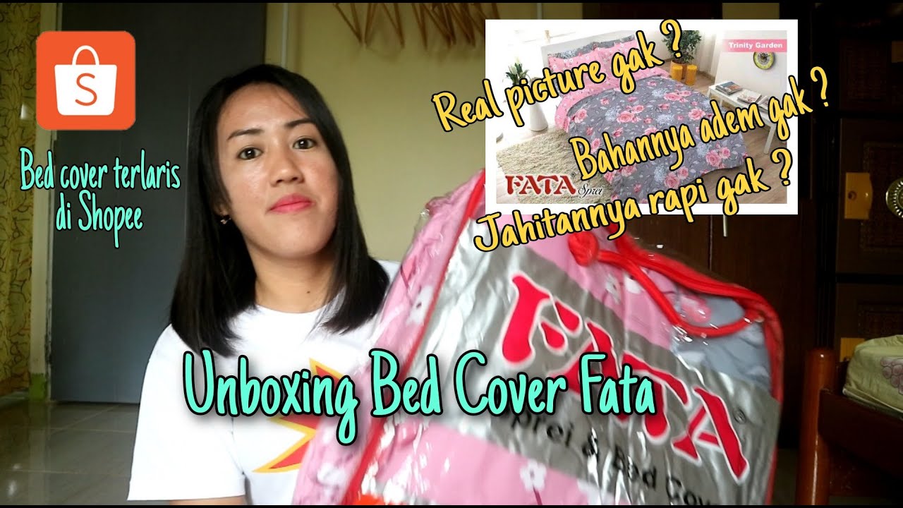 REVIEW BED COVER FATA // BED COVER TERLARIS DI SHOPEE - YouTube
