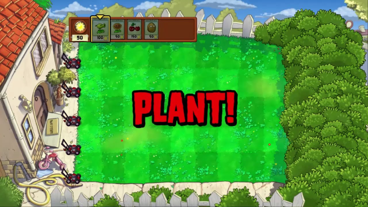 PVZ part 1 Lawn of the first day - YouTube