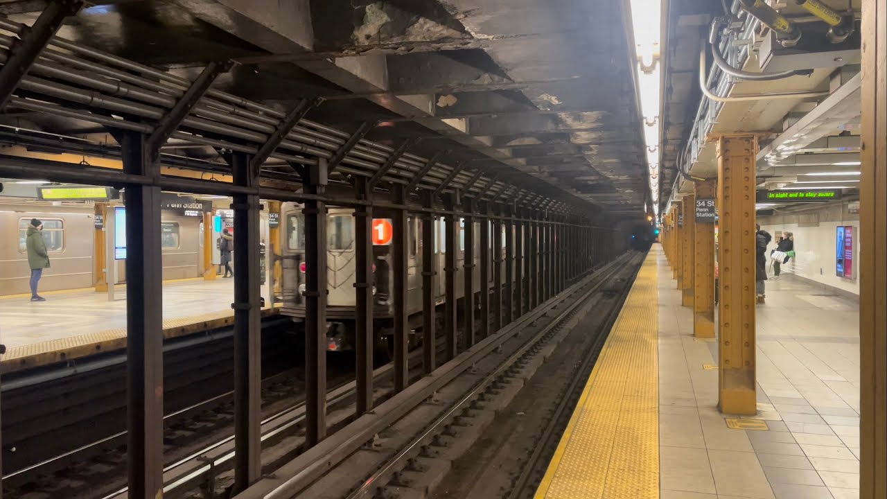 IRT 7th Avenue: R62/R62A/R142 Downtown 1 Express and 2, 3 Local Trains ...